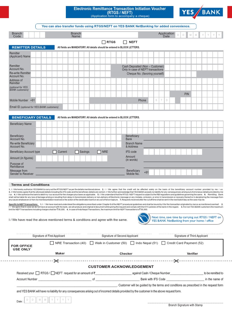 Electronic Remittance Transaction Initiation Voucher (Rtgs / Neft ...