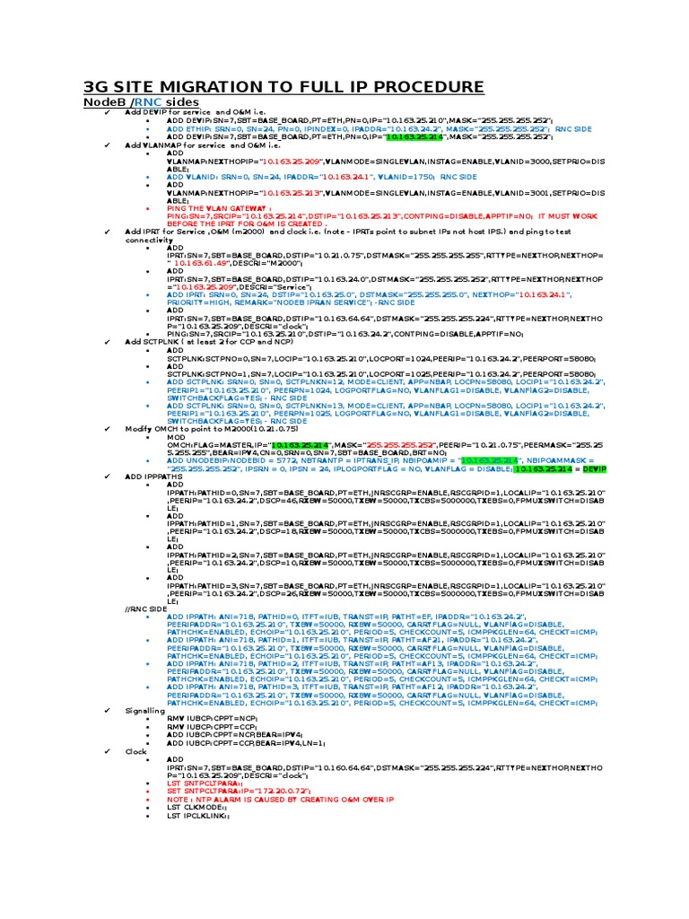 3g Site Migration To Full Ip Procedure | PDF | Internet Protocols ...