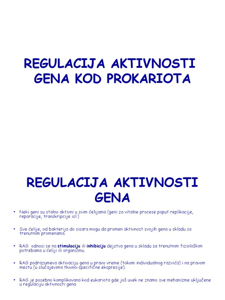 Regulacija Aktivnosti Gena Kod Prokariota | PDF