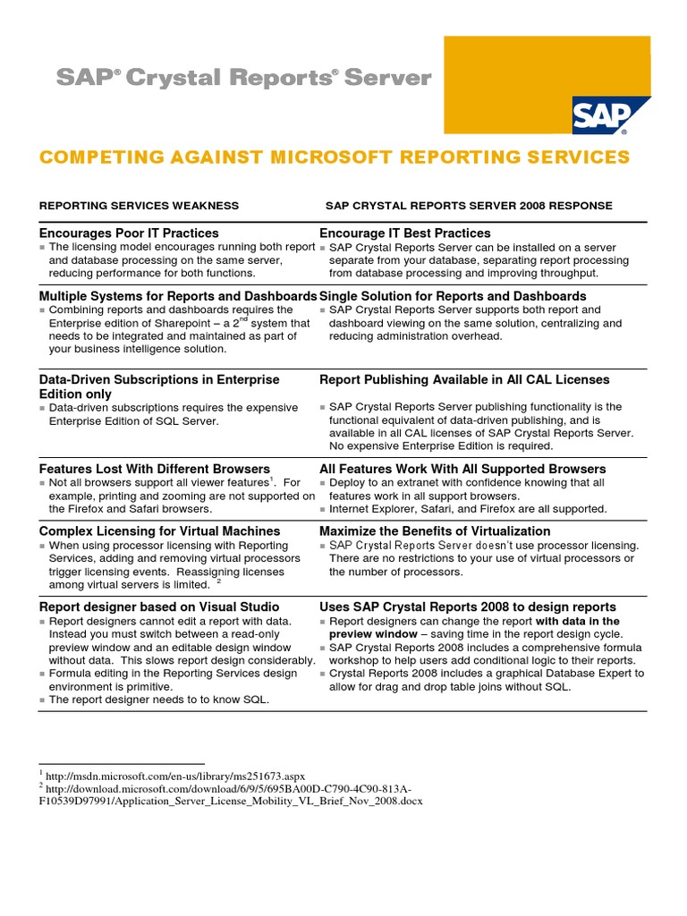 Crystal Vrs Reporting Services | PDF | Sap Se | Share Point