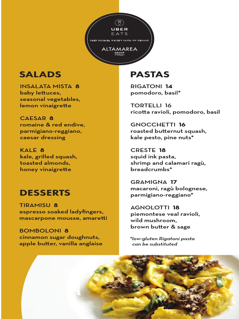UberEats Altamarea Menu | PDF