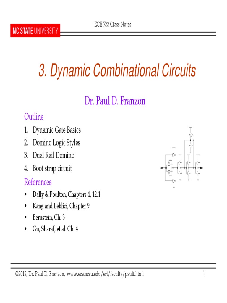 Dynamic Combinational Circuits: Dr. Paul D. Franzon | PDF | Electrical ...