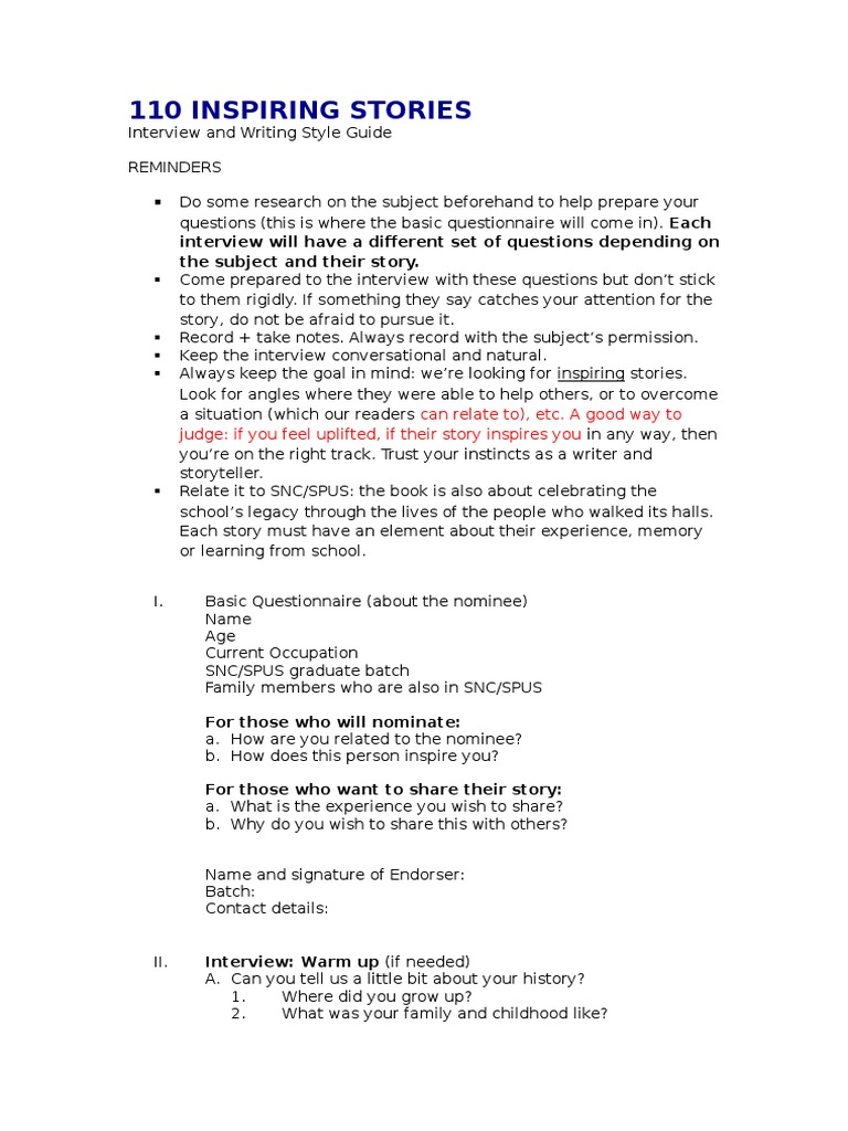 Interview and Writing Style Guide | PDF