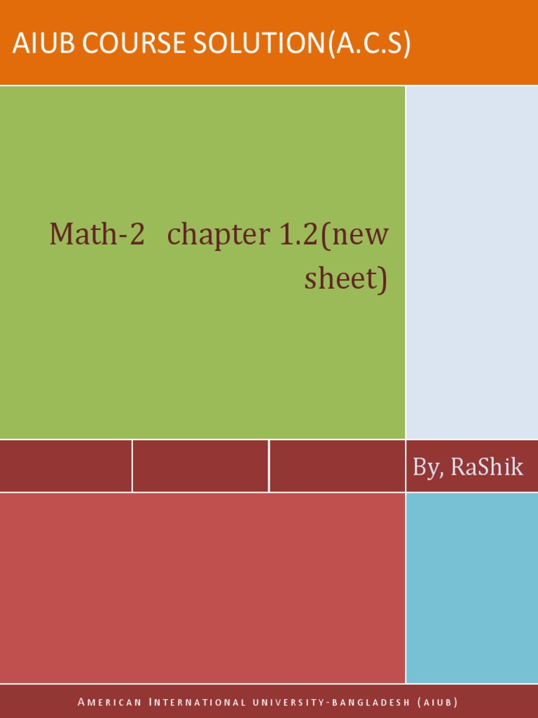 Aiub Course Solution Math 2 1.2 New Sheet | PDF
