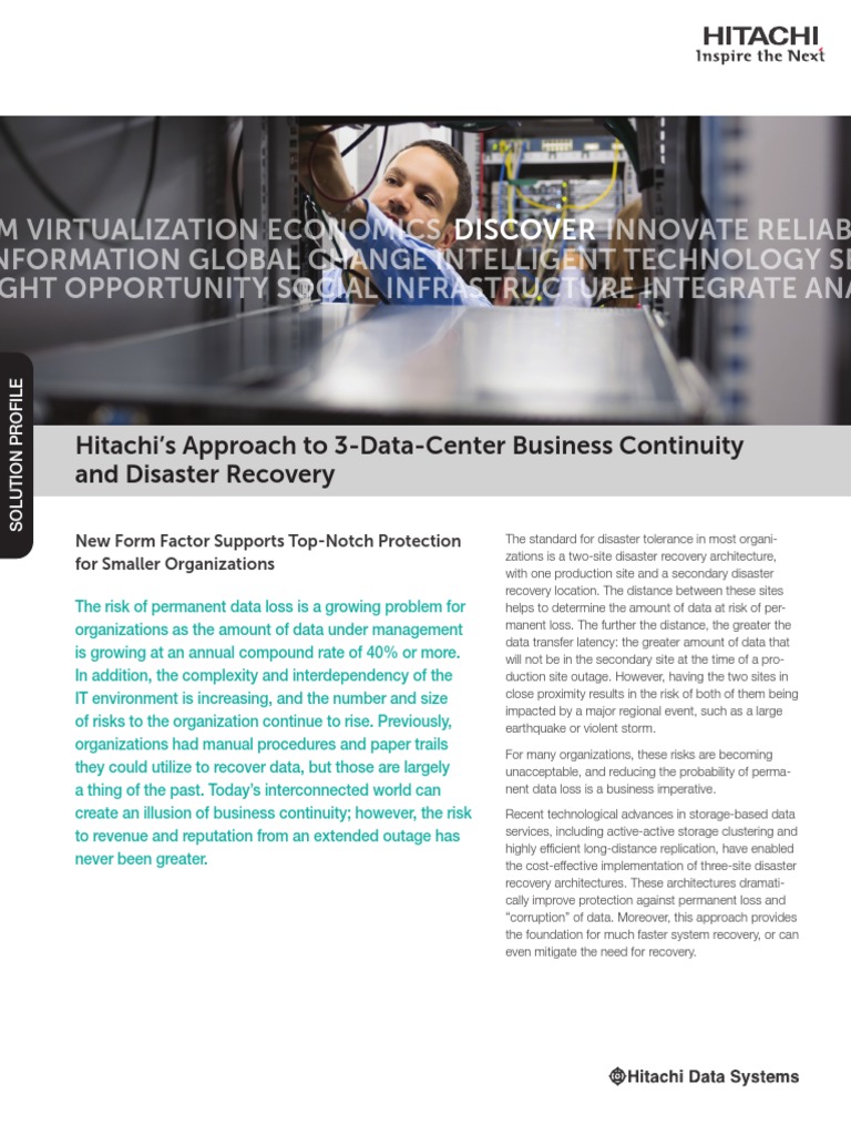 Hitachi Solution Profile 3dc Disaster Recovery | PDF | Replication (Computing) | Computer Data ...