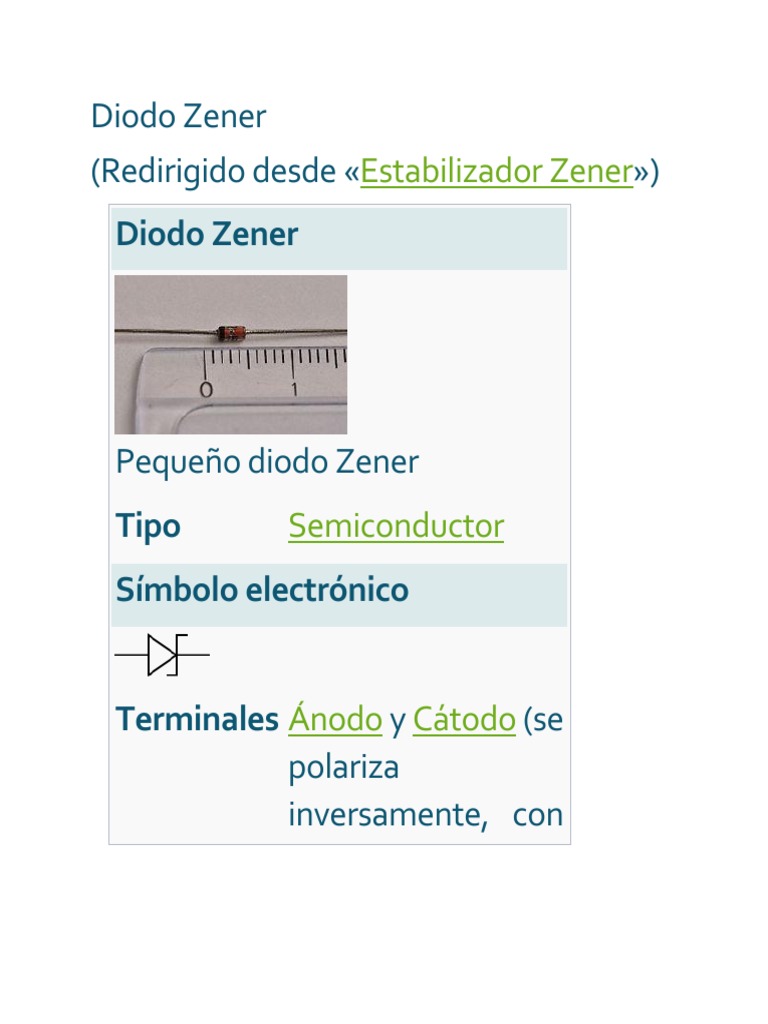 Diodo Zener | PDF | Hogar y jardín | Tecnología e ingeniería