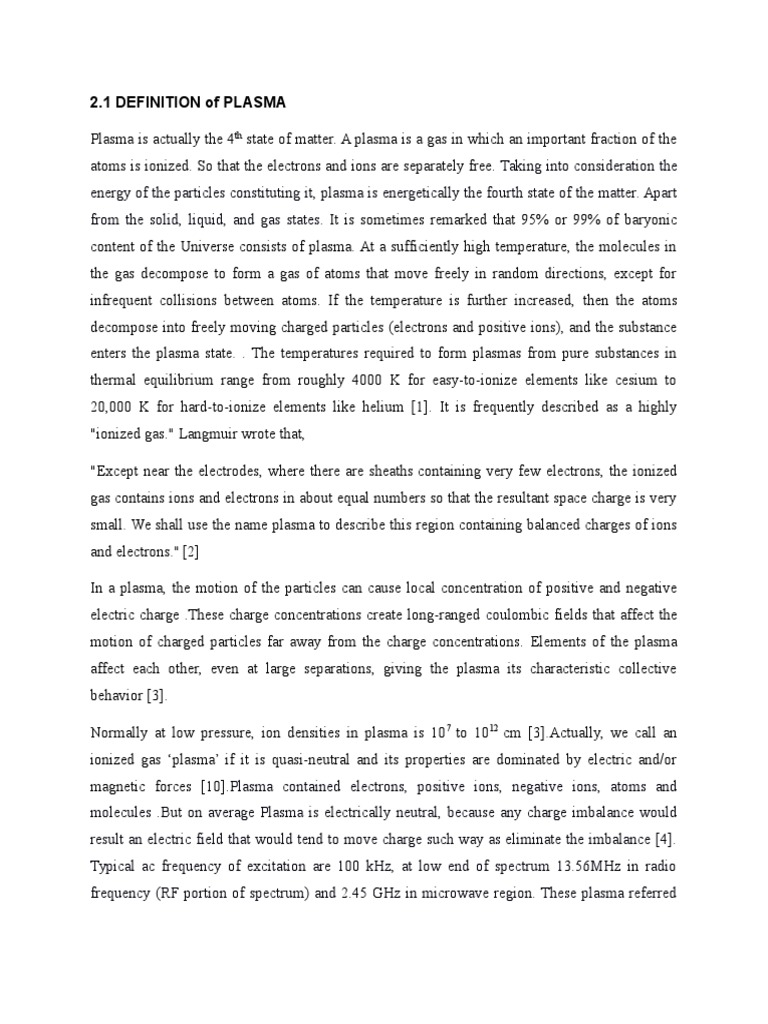 2.1 Definition of Plasma | PDF | Plasma (Physics) | Ion