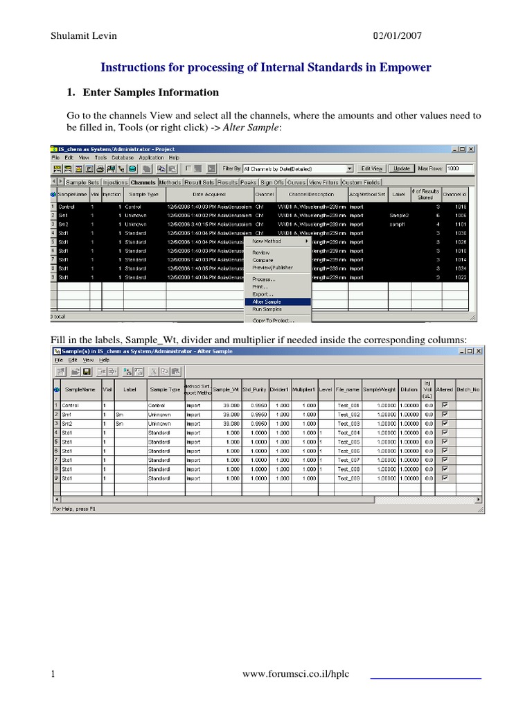 Empower Internal Standards | PDF