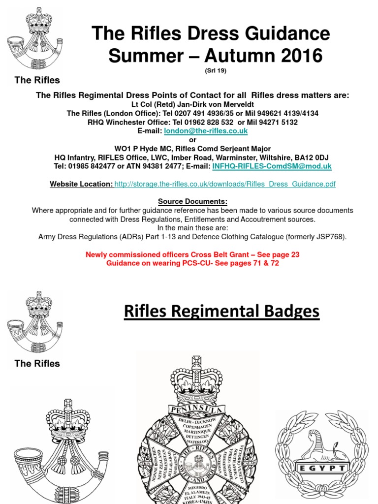 Rifles Dress Guidance | Uniforms | Military Uniforms