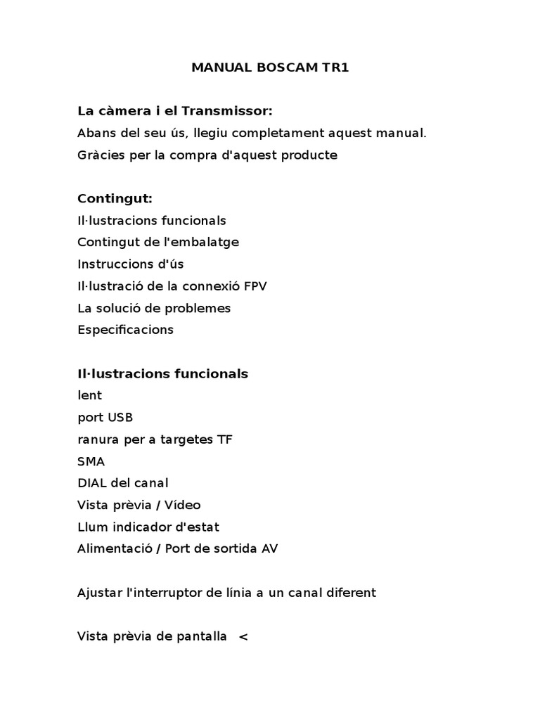 Manual Boscam Tr1 | PDF