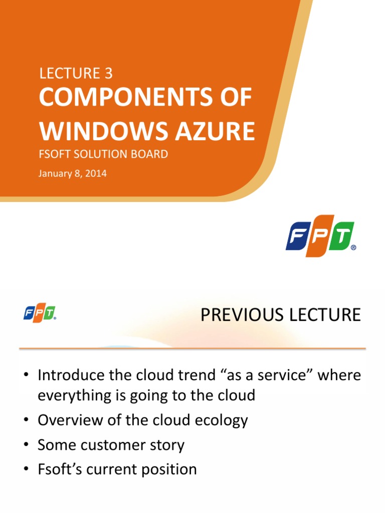 Lecture 3.1 Components of Windows Azure 20sl | PDF | Microsoft Azure ...
