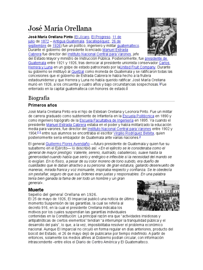 Biografias José María Orellana Miguel Garcia | PDF | Guatemala | Gobierno