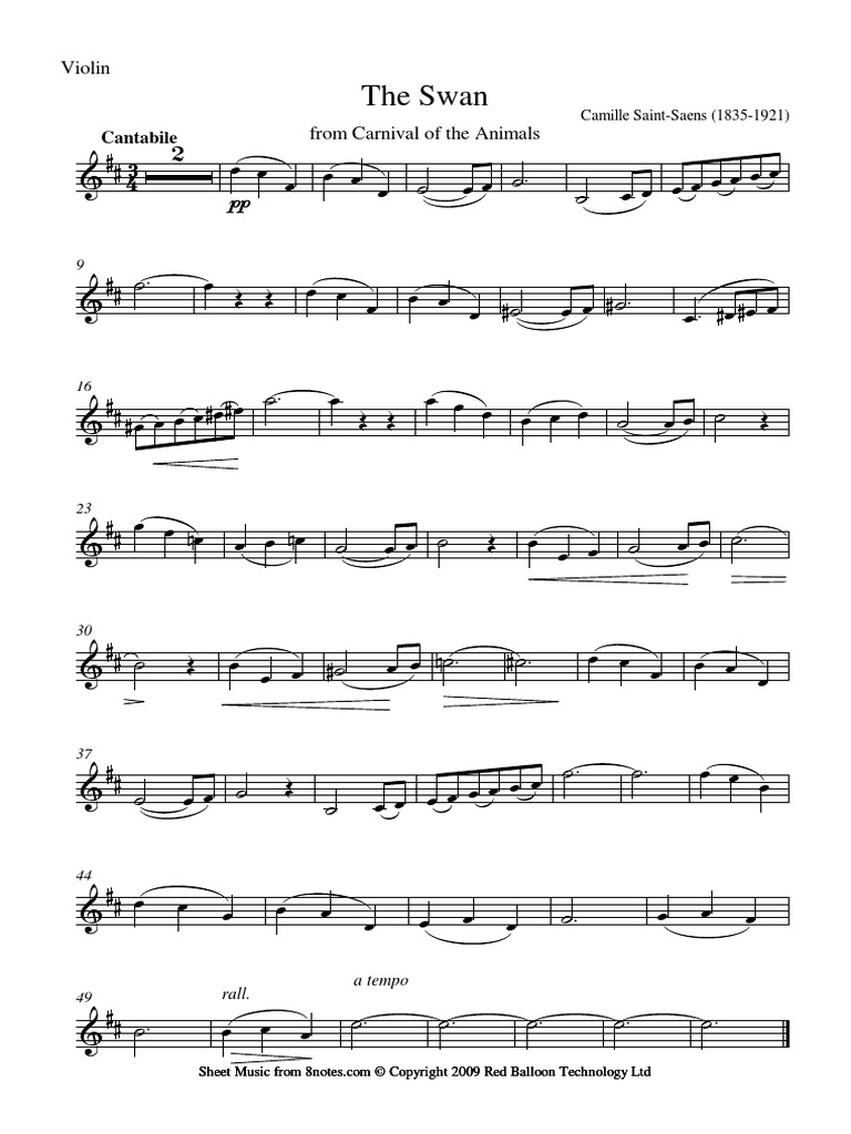 Saint Saens Swan VN | PDF | Art | Classics