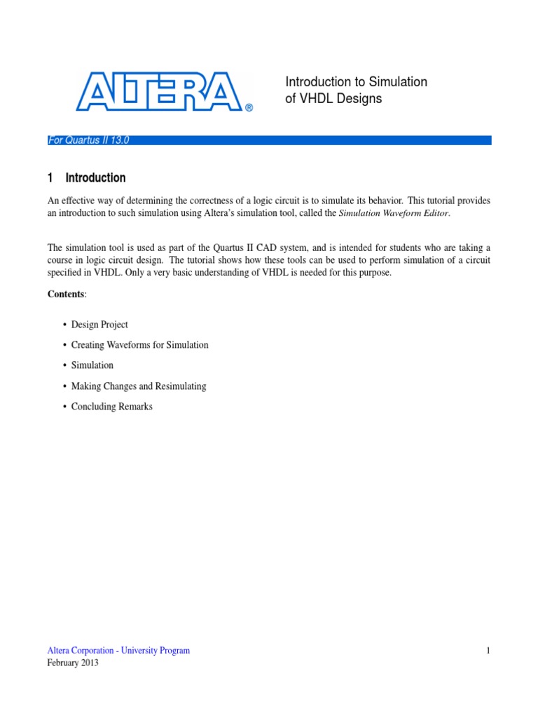 Tutorial Quartus II Simulation VHDL | PDF | Vhdl | Signal (Electrical Engineering)