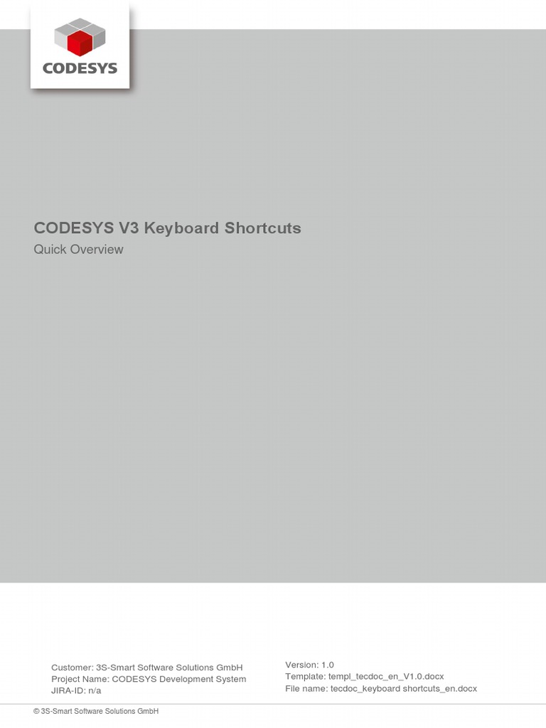 CODESYS Installation and Start | PDF | Keyboard Shortcut | Control Key
