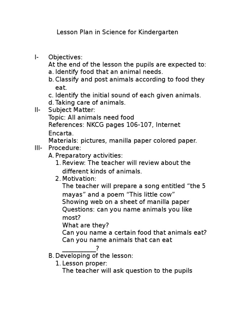 Kindergarten Lesson | PDF | Lesson Plan | Learning
