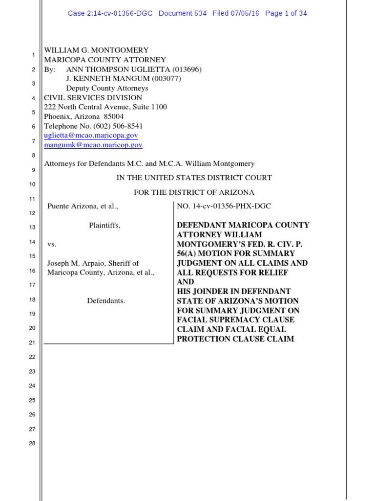 Puente_Arizona_et_al_v._arpai MOTION for Summary Judgment and Joinder ...