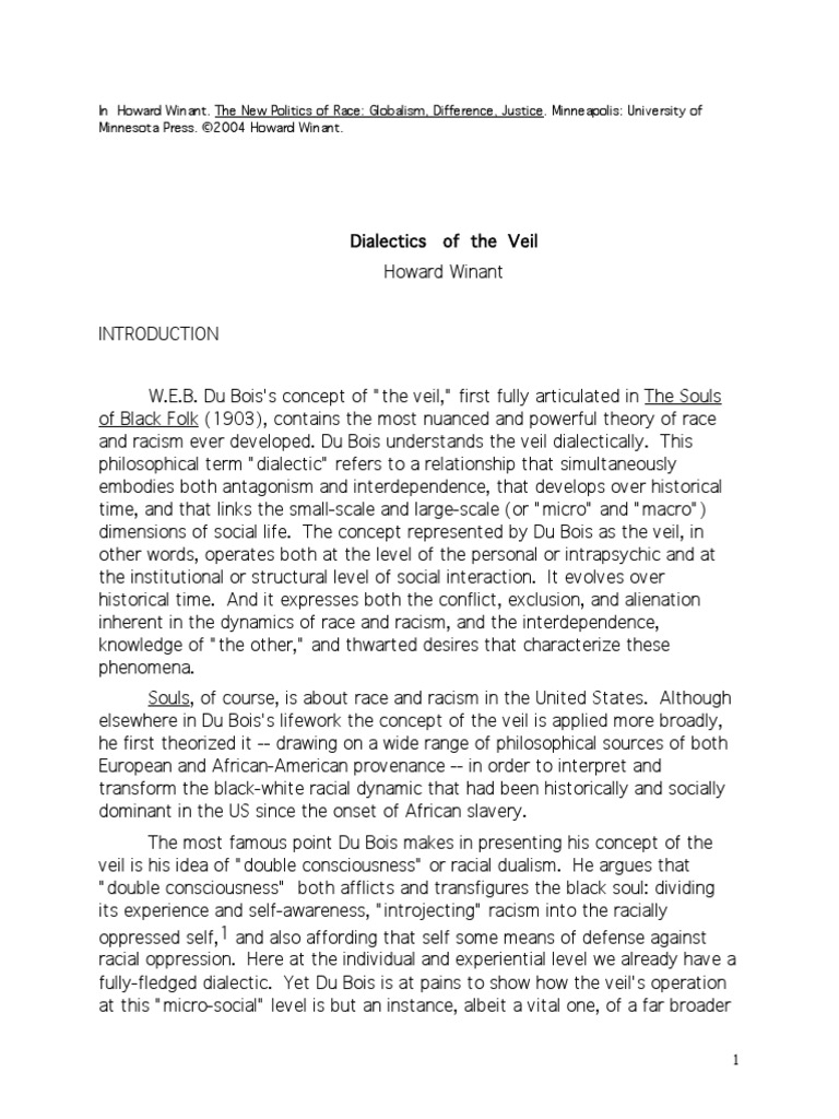 Dialectics of The Veil: Howard Winant PDF | PDF | Race (Human ...