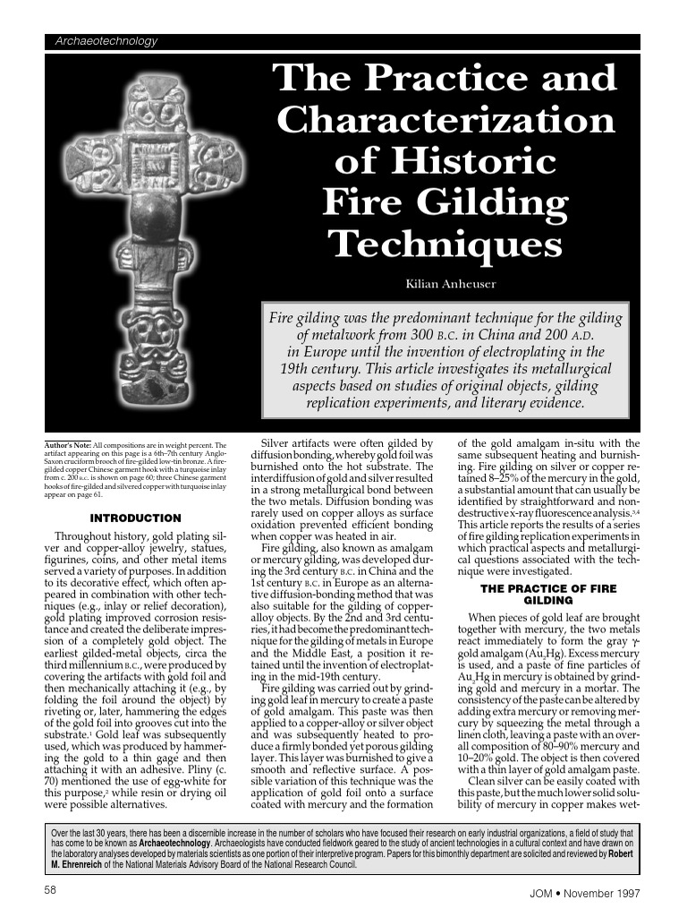 Practice and Characterisation of Historic Fire Gilding Techniques | PDF ...