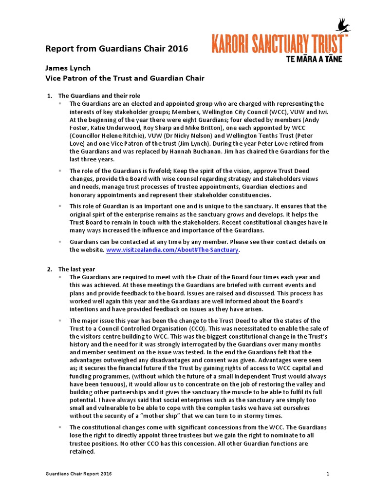 Guardians Chair Report 2016 | PDF | The Guardian | Trust Law