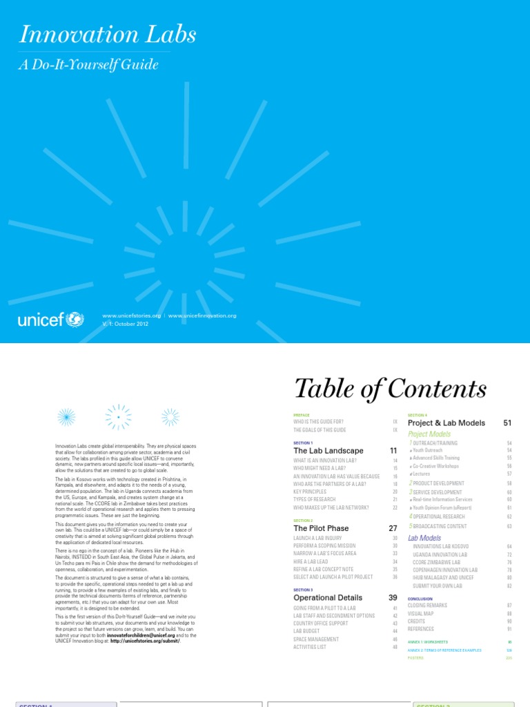 DIY Guide to UNICEF Innovation Labs | PDF | Innovation | Collaboration