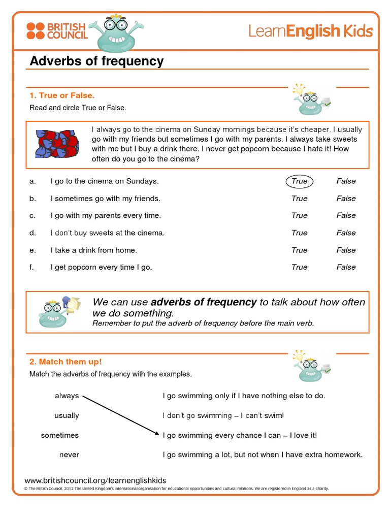 Grammar Games Adverbs of Frequency Worksheet | PDF