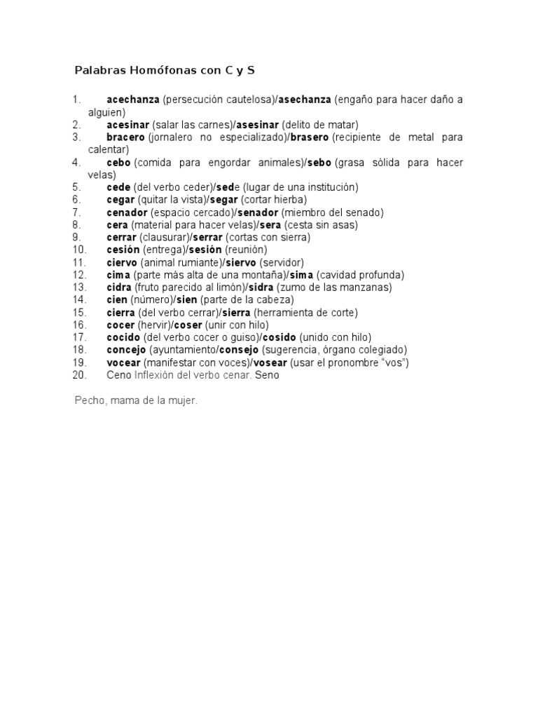 Homófonas con C y S: Guía Completa | PDF