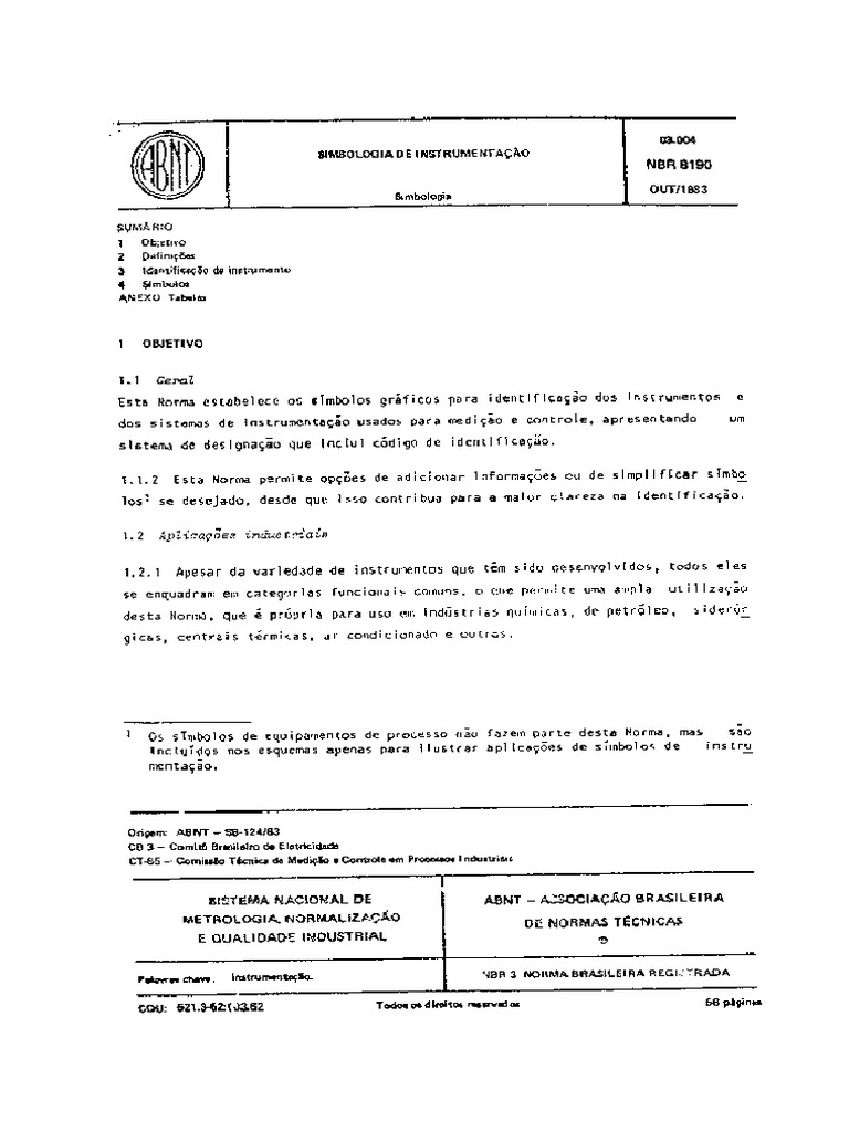 NBR-8190 - Simbologia de Instrumentacao | PDF