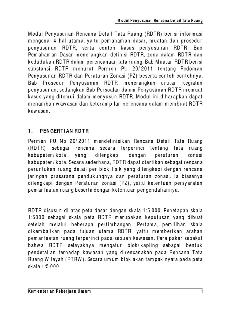 Modul Penyusunan RDTR | PDF