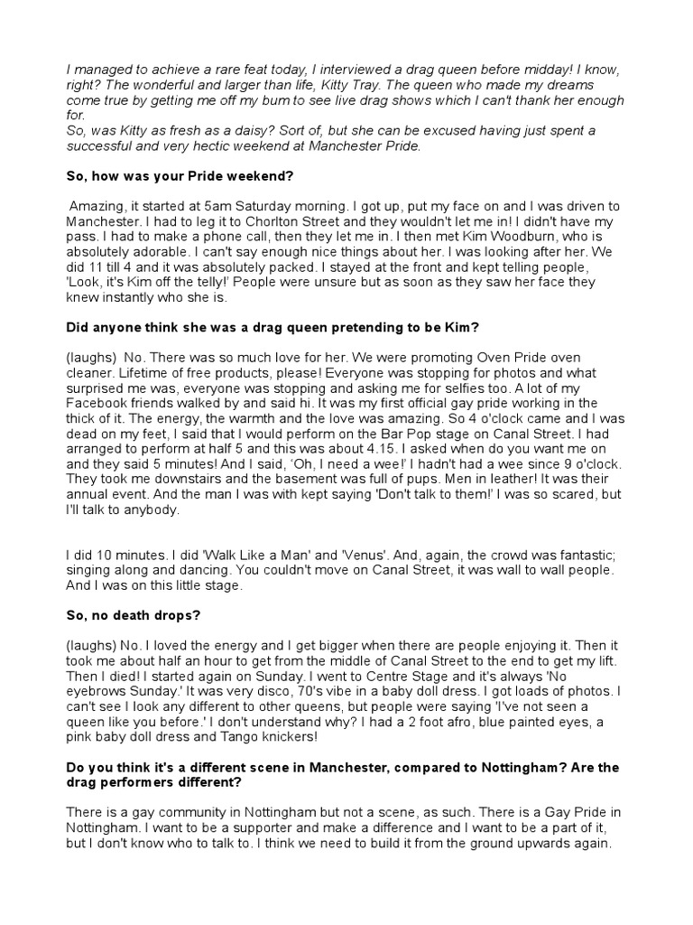 Kitty Interview ACs Edits v.1 | PDF | Leisure