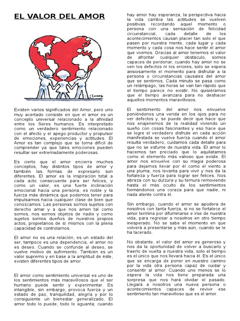 El Valor Del Amor | PDF | Felicidad | Amor