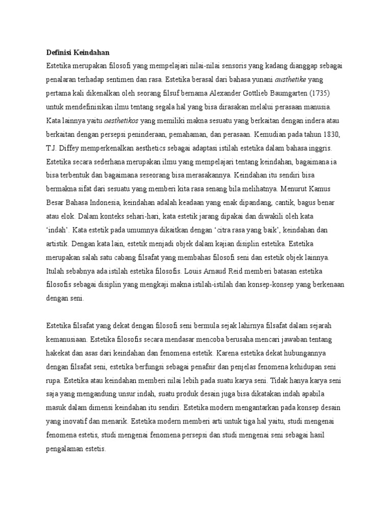 Definisi dan Filosofi Estetika | PDF | Filsafat