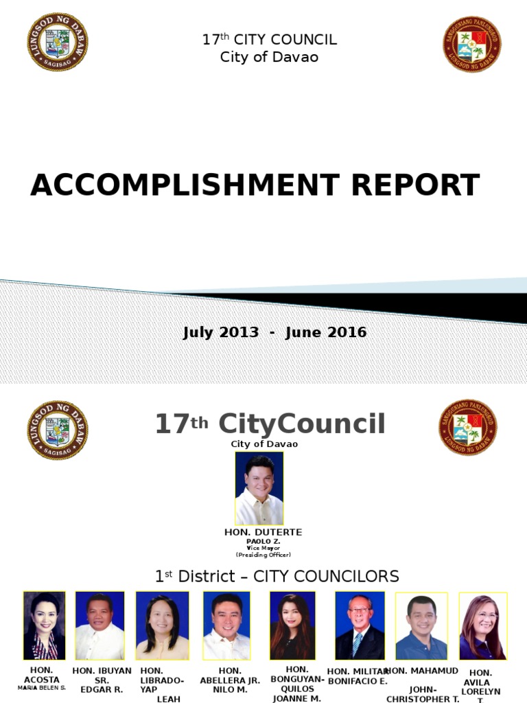 17th City Council Accomp Report | PDF | Local Ordinance | Local Government
