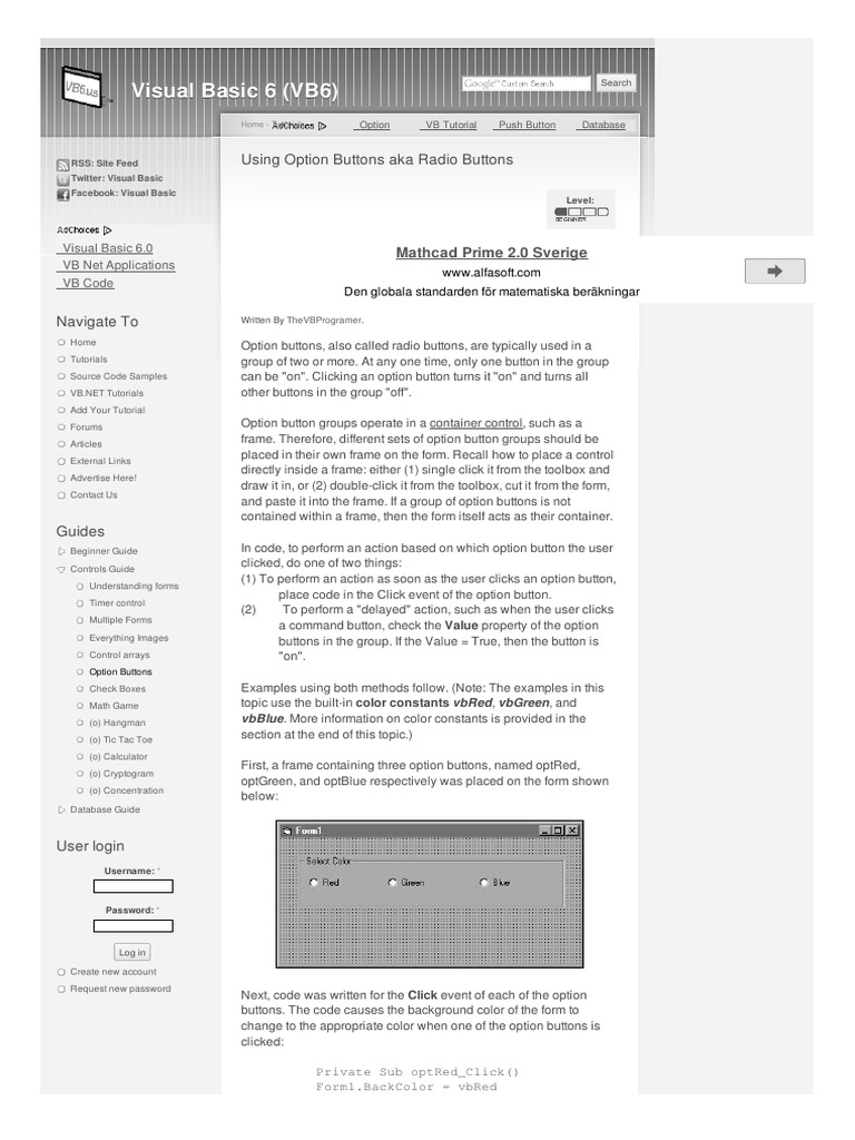 Using Option Buttons Aka Radio Buttons | PDF | Html Element | Visual ...