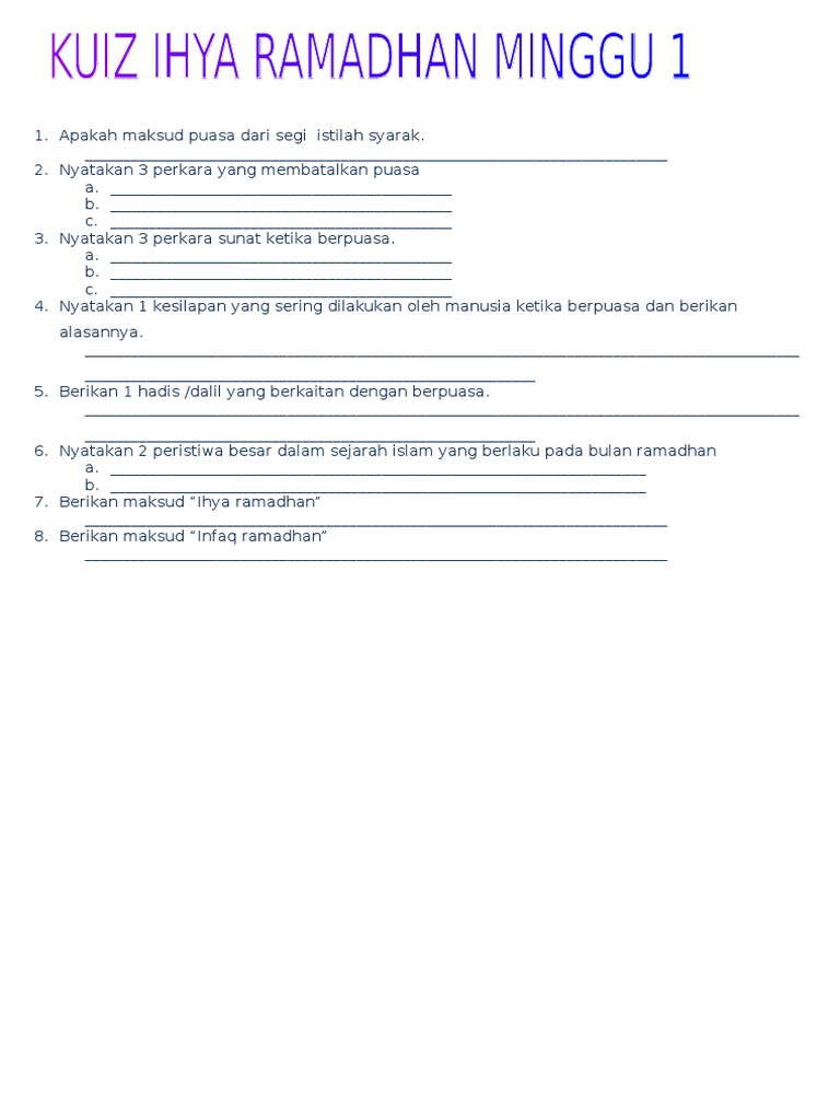Apakah Maksud Puasa Dari Segi Istilah Syarak | PDF