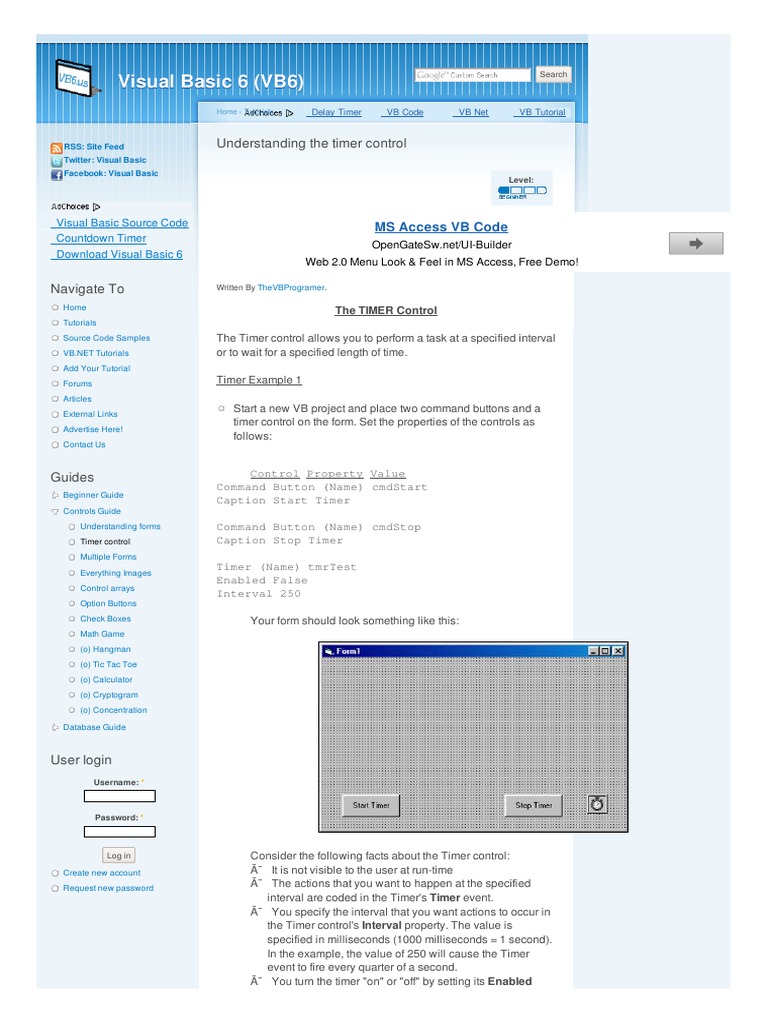 Understanding Timer Control Vb6 | PDF | Microsoft Access | Computer Programming