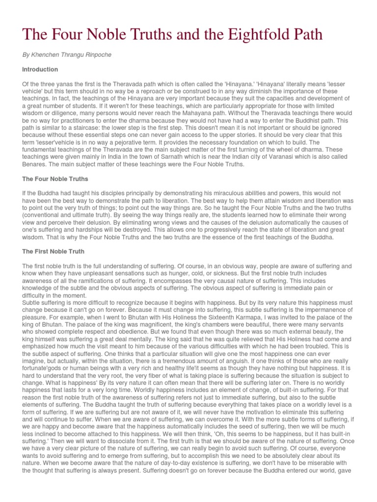 The Four Noble Truths and The Eightfold Path PDF | PDF