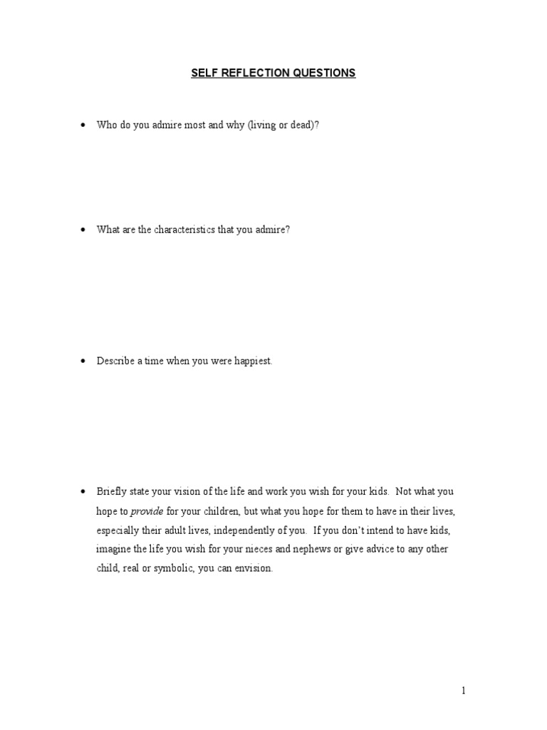 Self Reflection Questions | PDF
