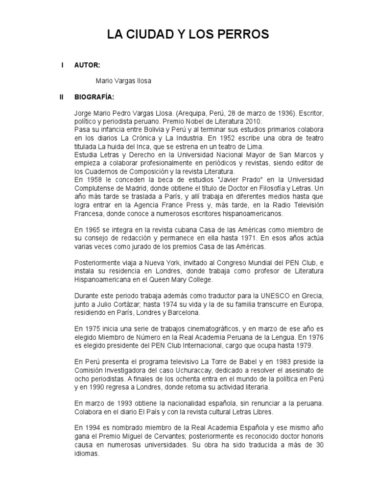 La Ciudad y Los Perros | PDF