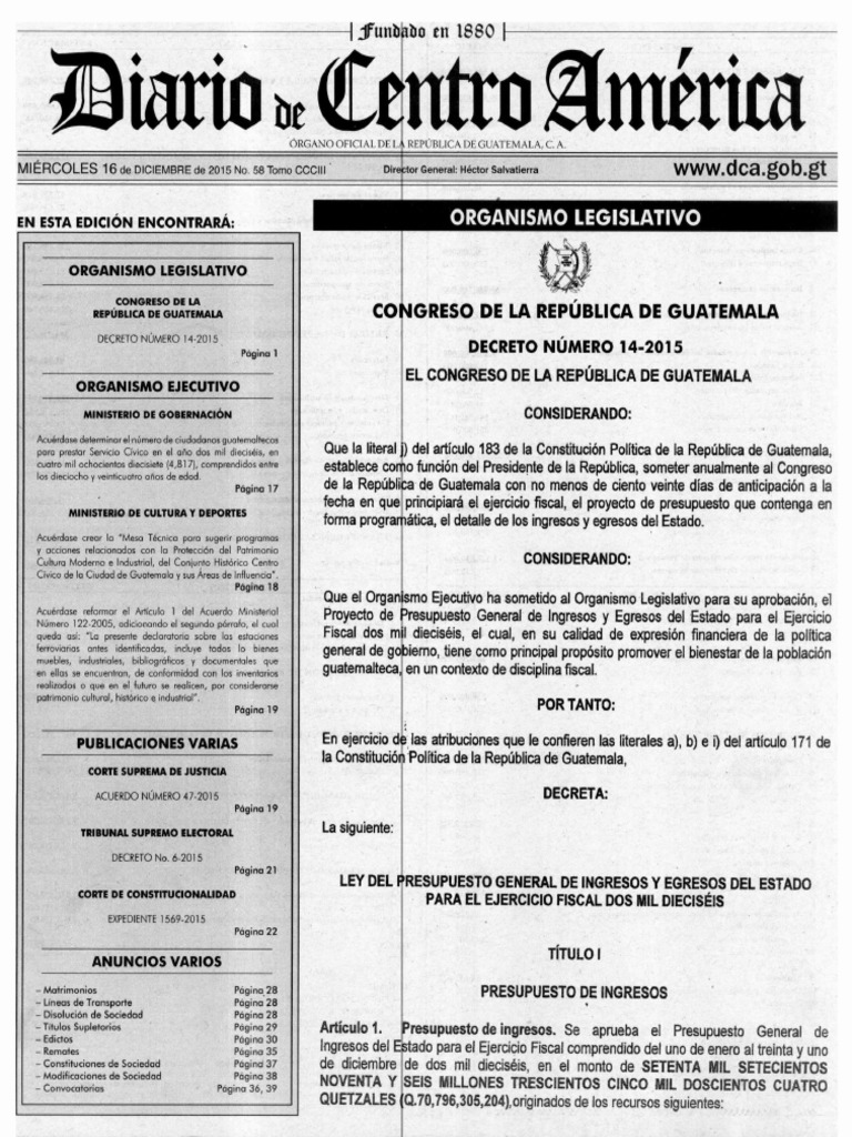 Ley Del Presupuesto General de Ingresos y Egresos 2016 PDF | PDF