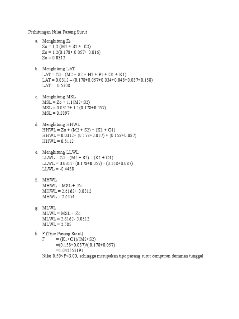 Perhitungan Nilai Pasang Surut Pdf