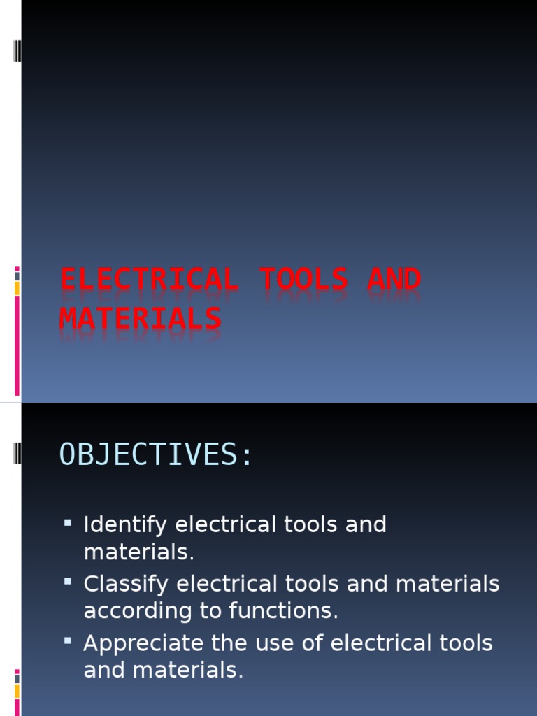 Electrical Tools and Materials Overview | PDF | Ac Power Plugs And ...