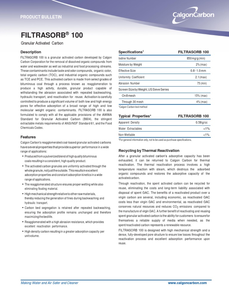 Calgon Filtrasorb 100 | Adsorption | Materials