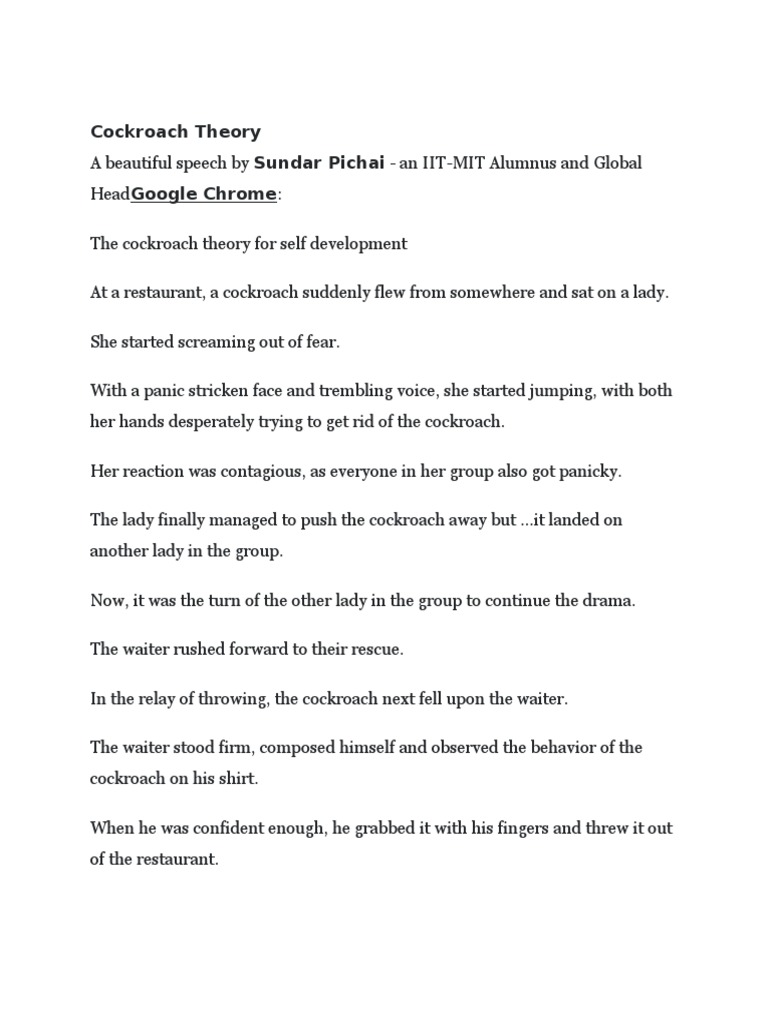 Cockroach Theory | PDF | Psychological Concepts