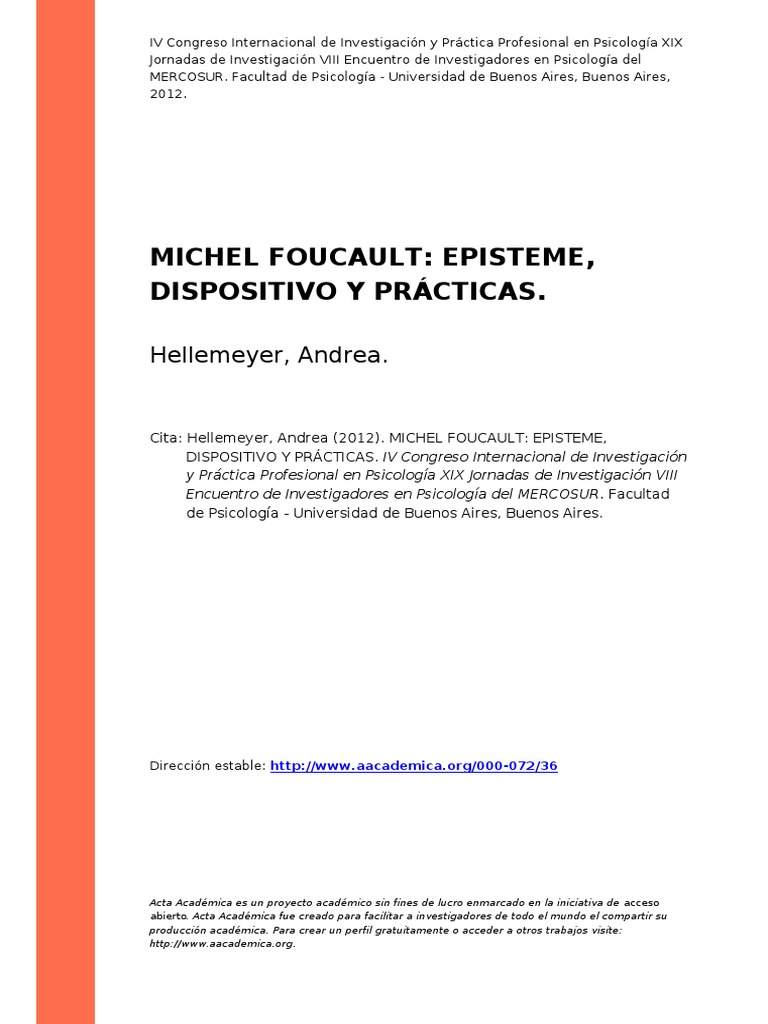 Foucault: Episteme y Prácticas en Psicología | PDF