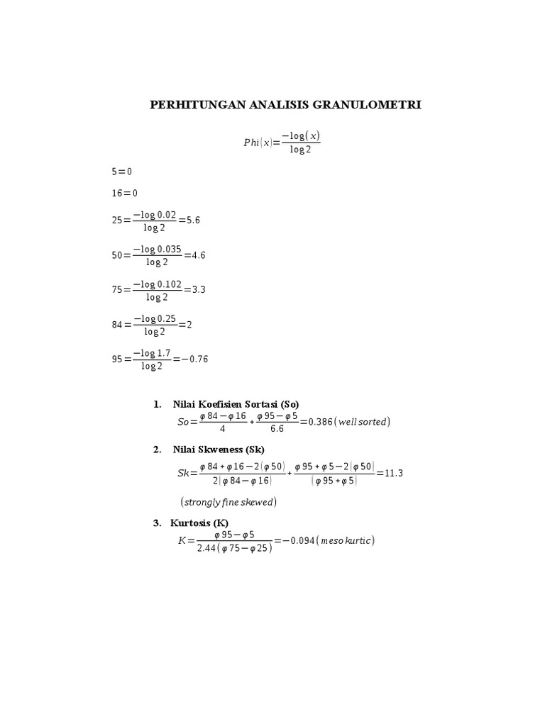Granulometric Analysis Calculations | PDF