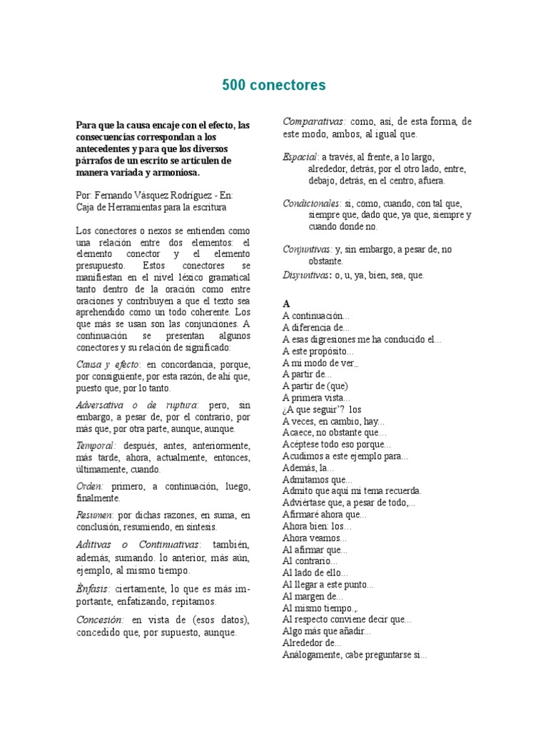 500 Conectores gramaticales