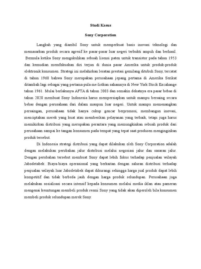 Studi Kasus Sony Bab 12 | PDF