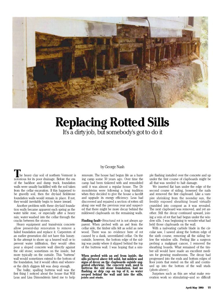 Replacing Rotted Sills | PDF | Framing (Construction) | Lumber