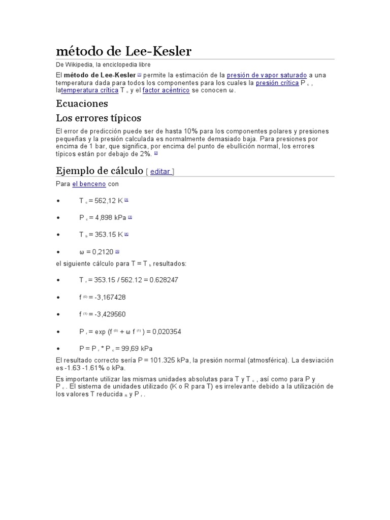 Método de Lee-Kesler | PDF | Tecnología
